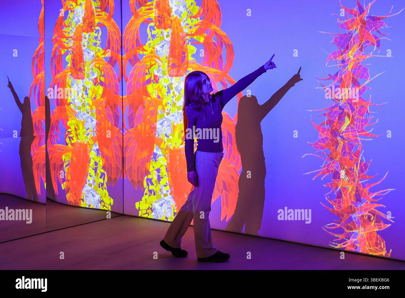 London, UK. 29th May, 2025. Gallery staff interact with Miguel ...