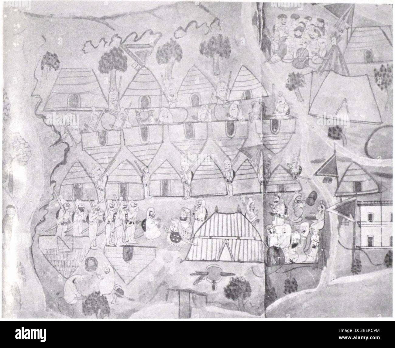 This painted scroll shows King Ahmad Shah of Baltistan before Wazir ...