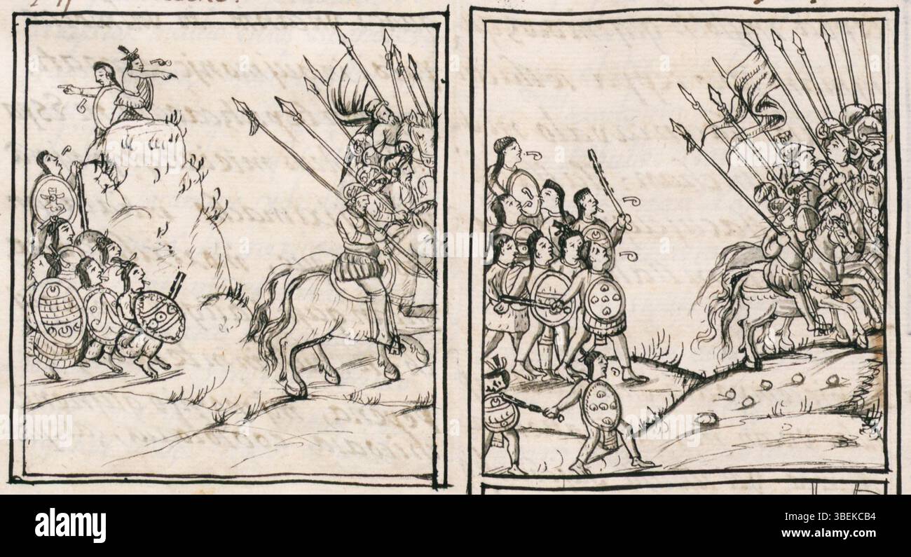 This illustration from the Florentine Codex shows Aztec warriors ...