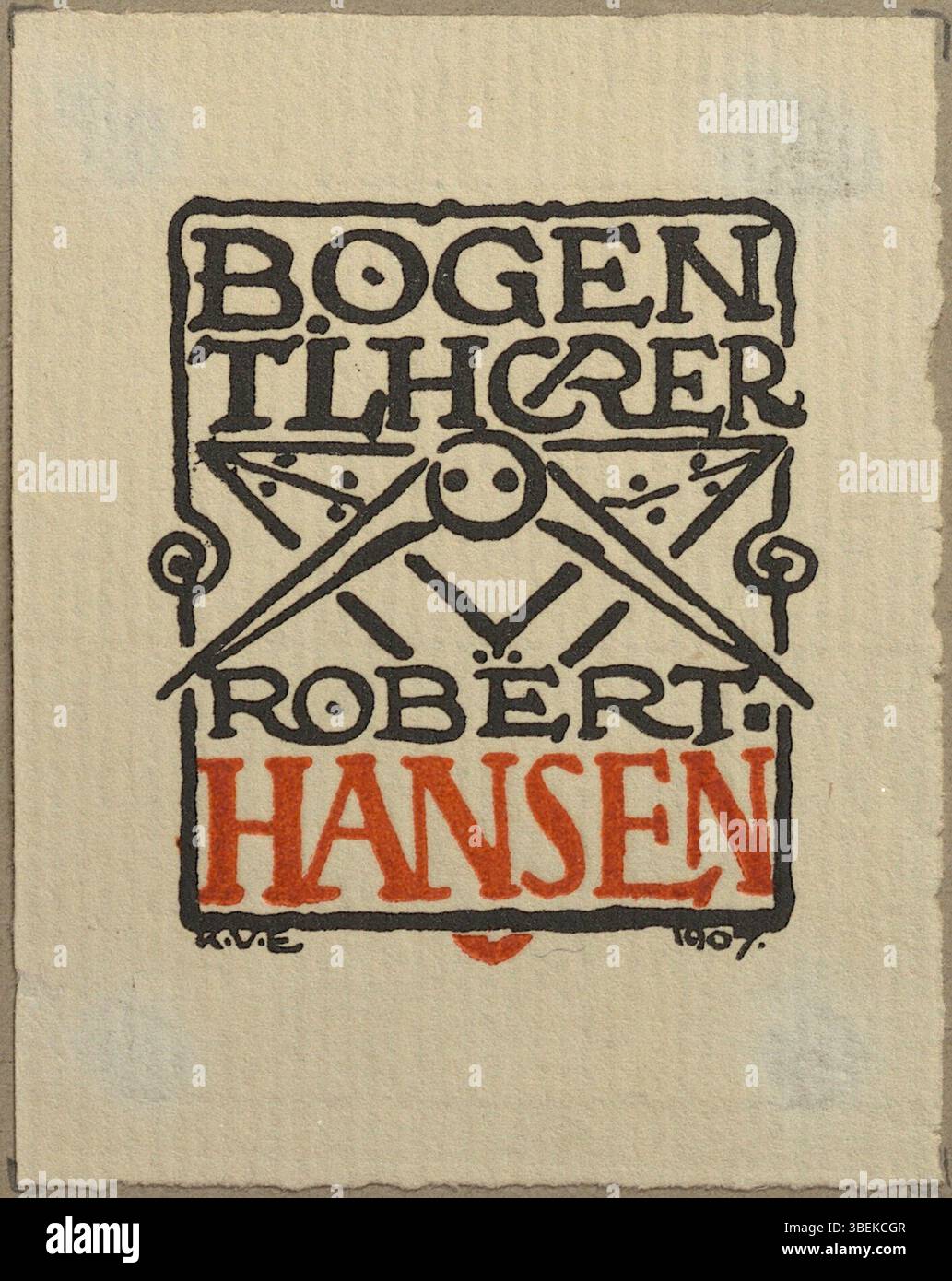This ex libris bookplate is from Robert Hansen, a Danish architect ...