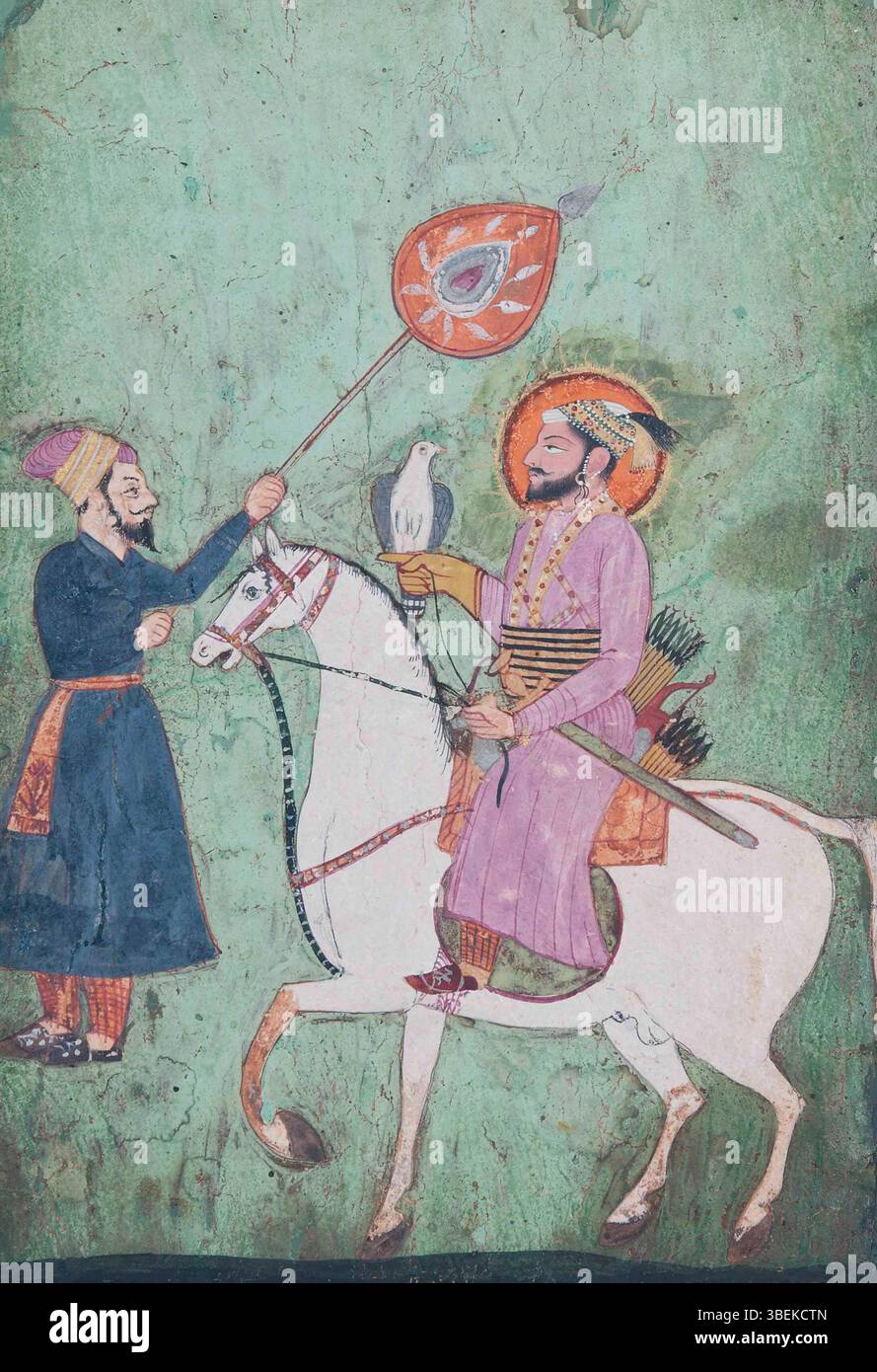 This late 18th or early 19th-century artwork depicts Guru Gobind Singh, the tenth Sikh Guru ...