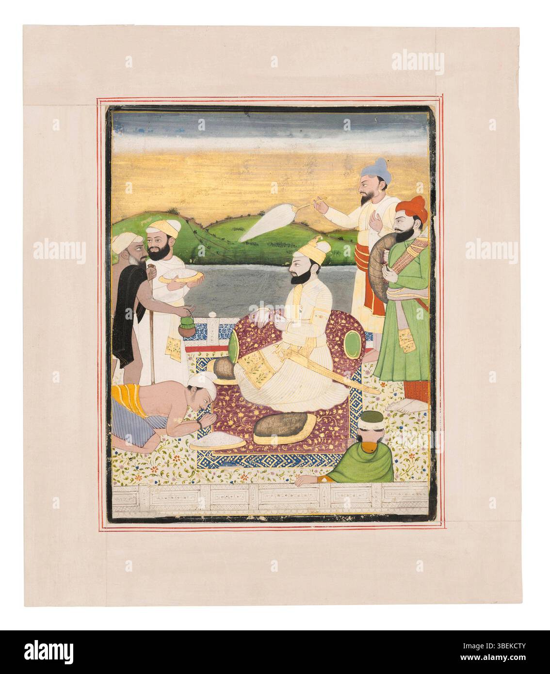 This mid-19th-century portrait of Guru Hargobind shows the Guru ...
