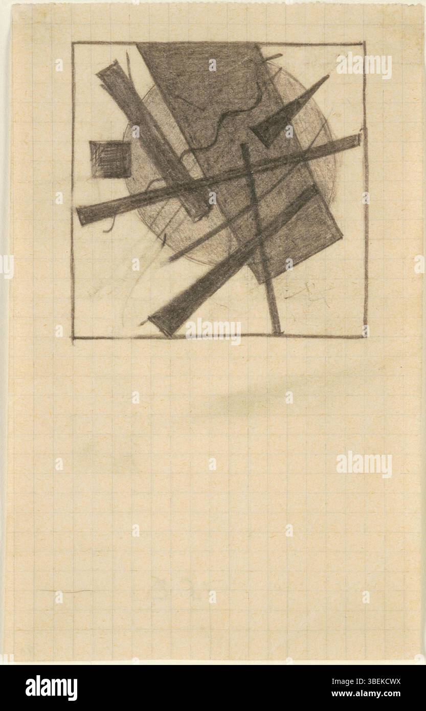 Kazimir Malevich's 'Composition 15 t' from 1916 is a pencil drawing on ...