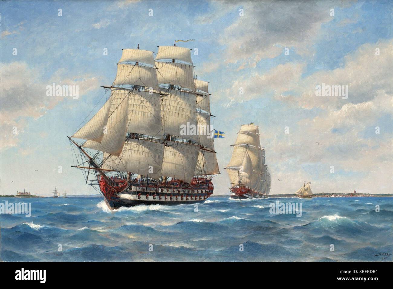 Jacob Hägg’s painting 'Svensk eskader i Öresund' (Swedish Squadron in ...