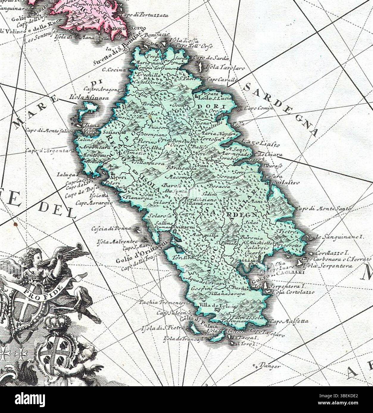 This map by G.A.B. Rizzi Zannoni, created in 1762, shows Sardinia as part of the Kingdom of ...