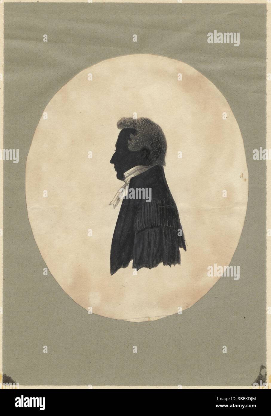 A silhouette portrait of an unknown man, facing left. The cutout is ...