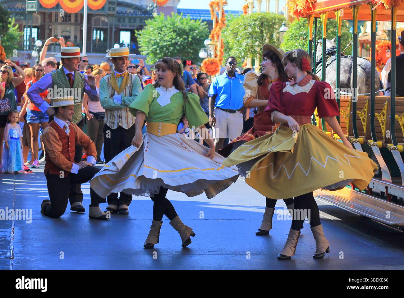 Main Street Trolley Show, Magic Kingdom, Walt Disney World Stock Photo ...