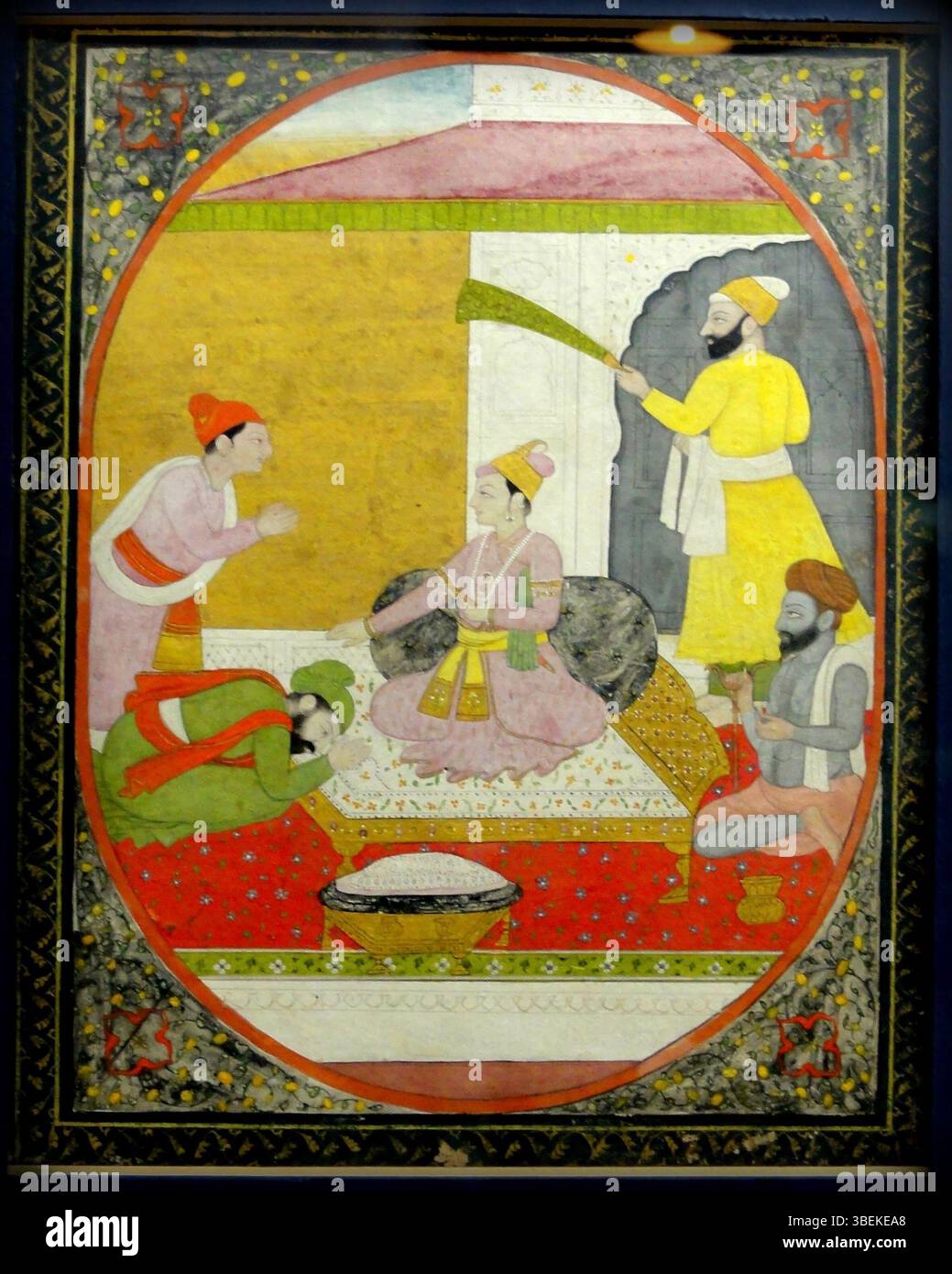 This 19th-century miniature painting shows Guru Har Krishan, the eighth ...