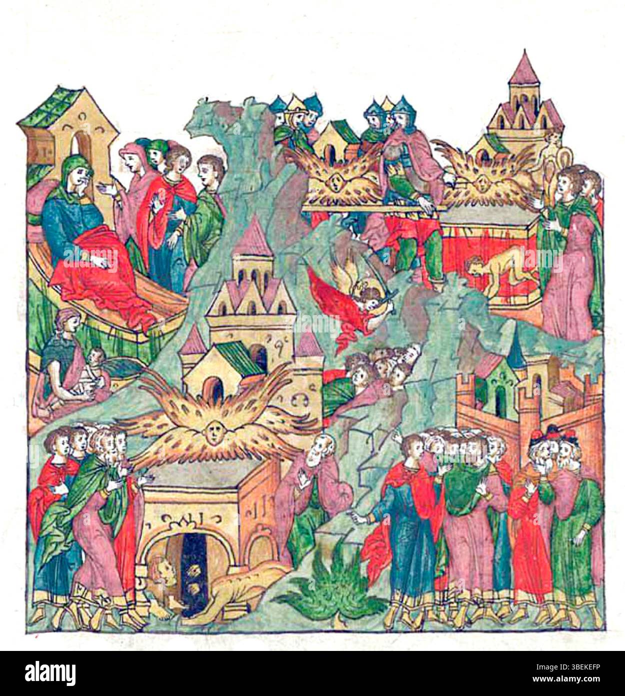 This illustration from the 'Facial Chronicle' portrays the birth of ...