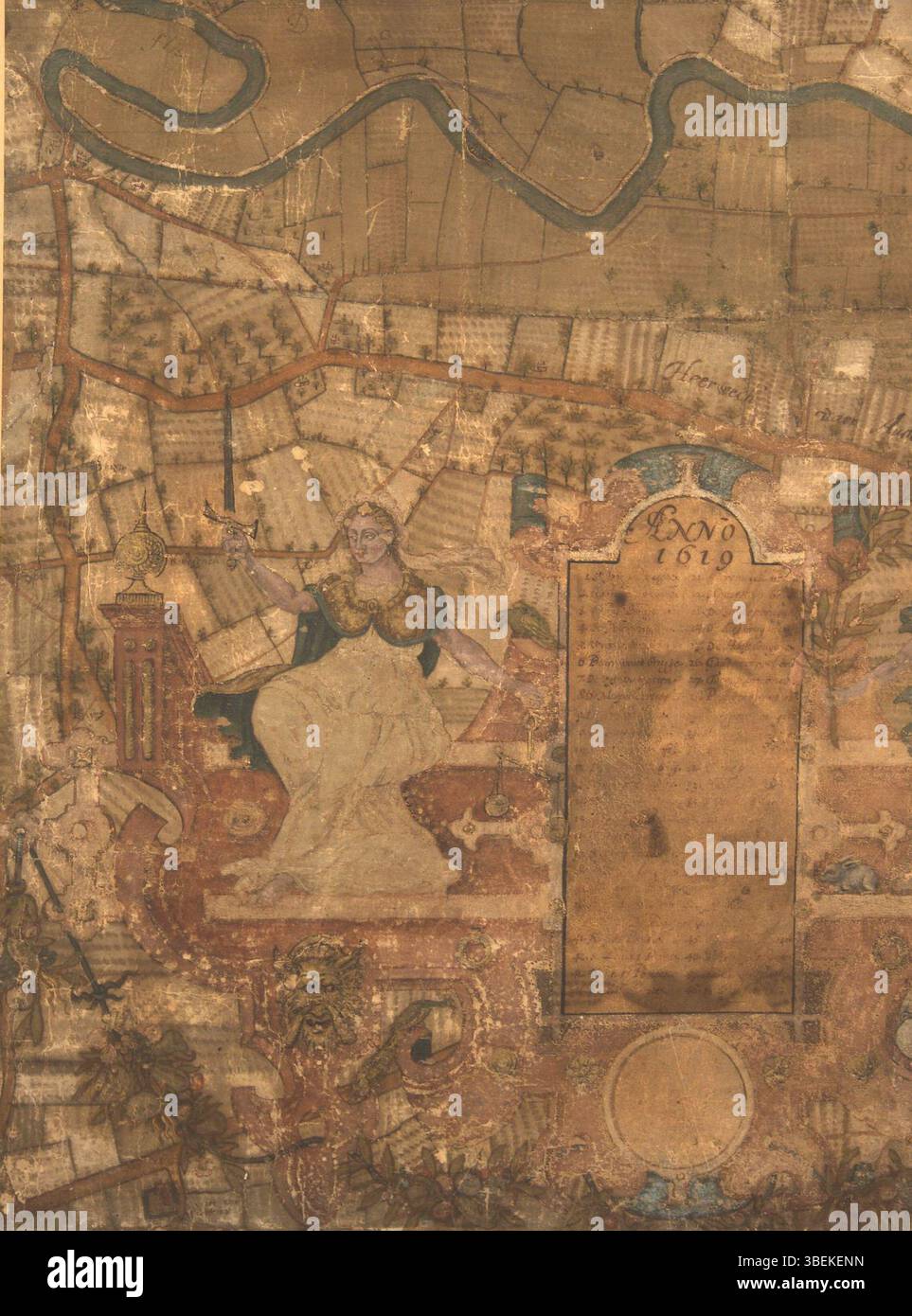 Map of Ghent and the Free Area of Ghent, marked by the Rietgracht canal ...