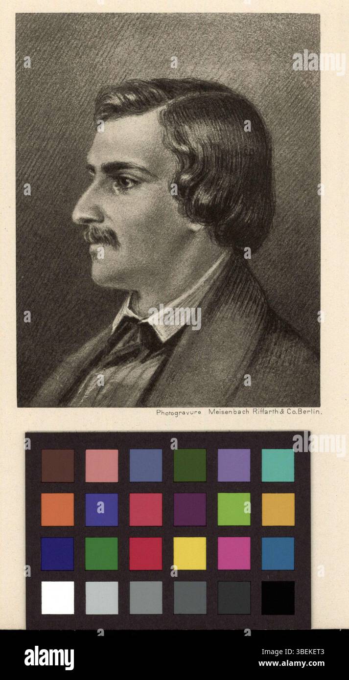 Black and white collotype print of a drawing showing Jacob Burckhardt ...