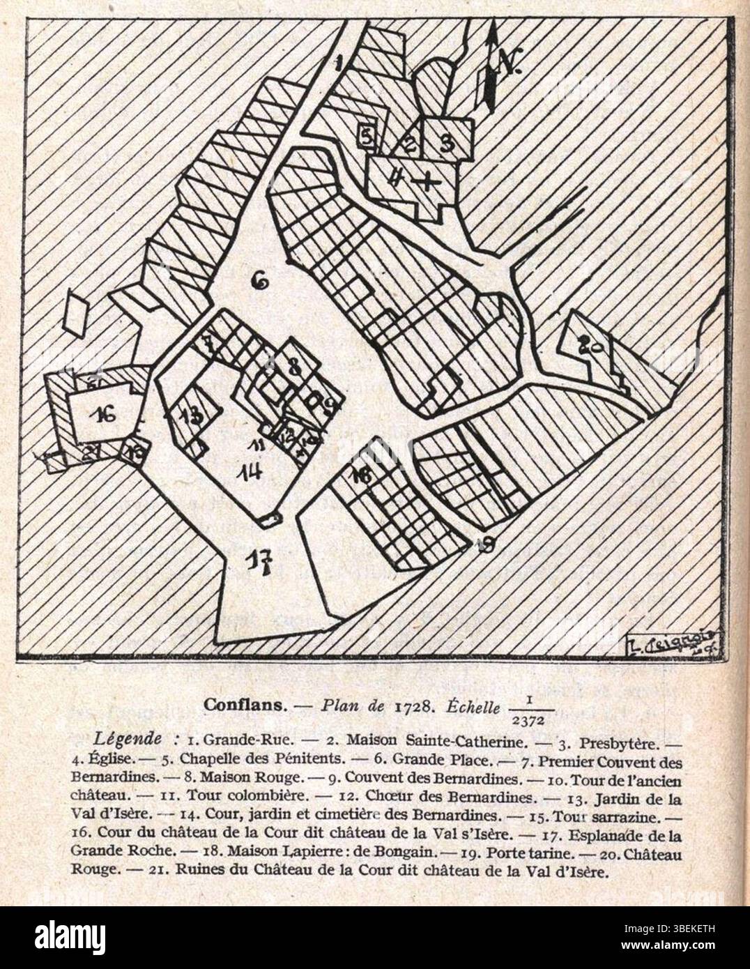 This 1728 map of Conflans offers a detailed layout of the area ...