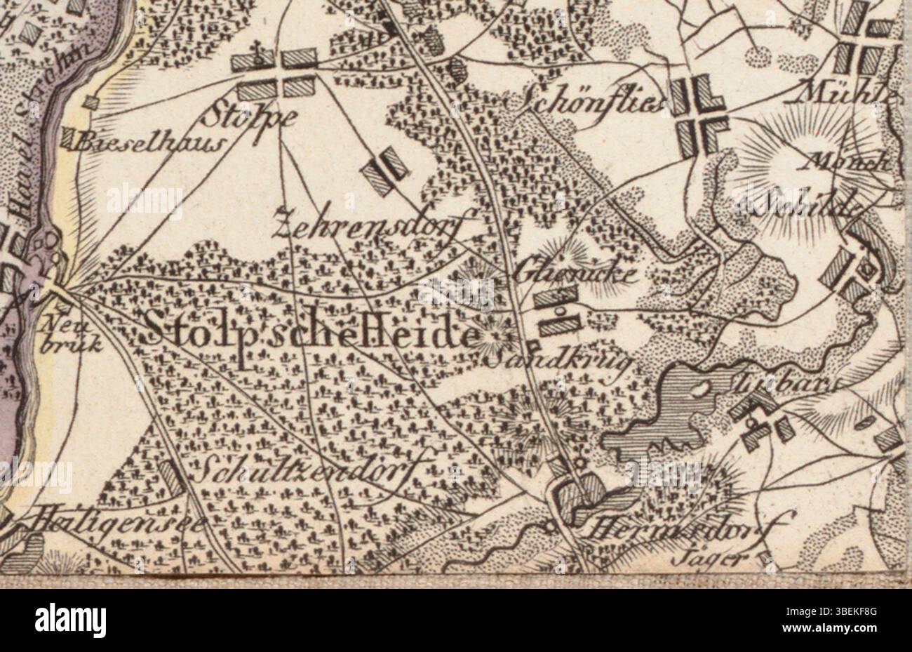 Topographic map of a 100-square-mile area around Berlin, dated 1811 ...