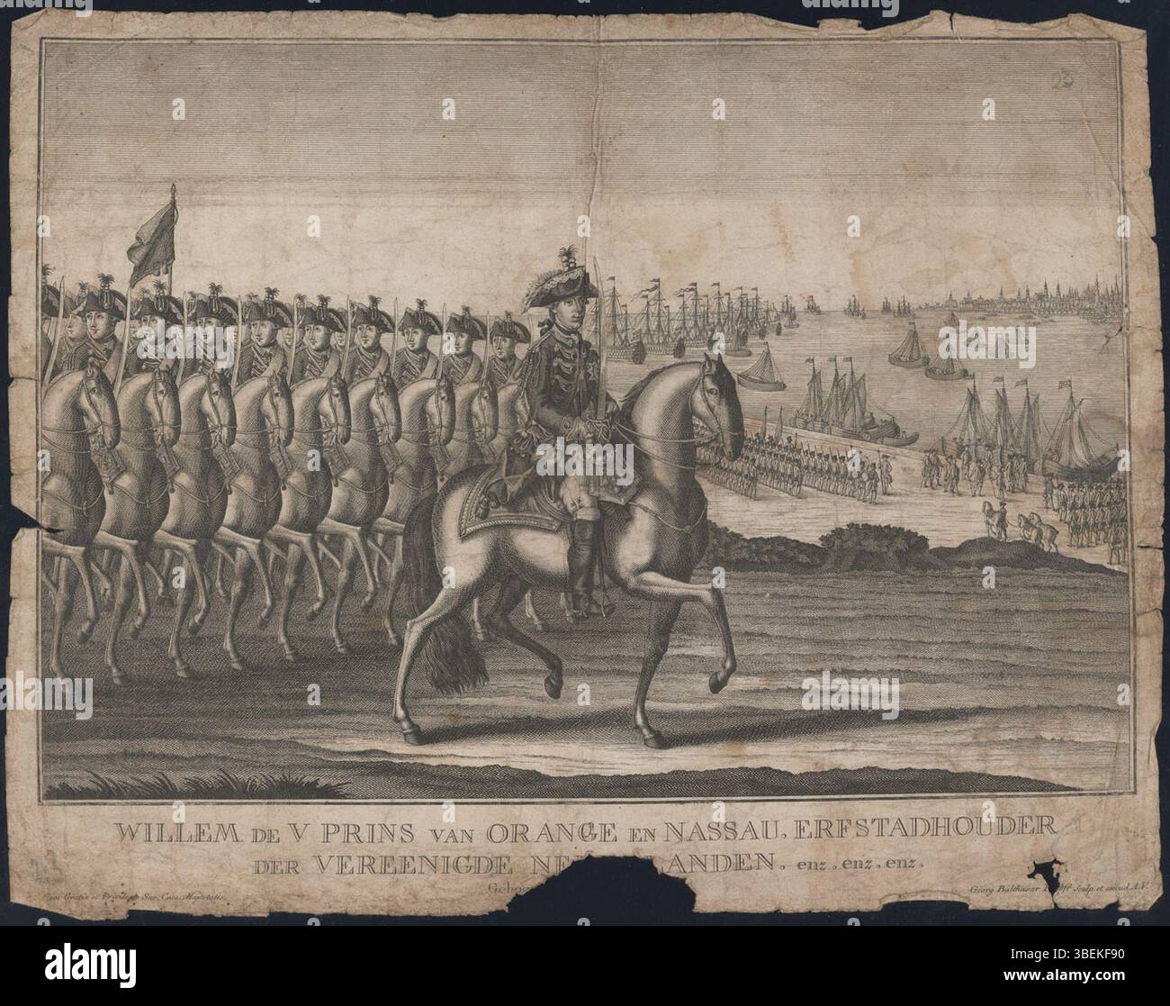 This engraving by Georg Balthasar Probst, circa 1770, depicts Willem V ...