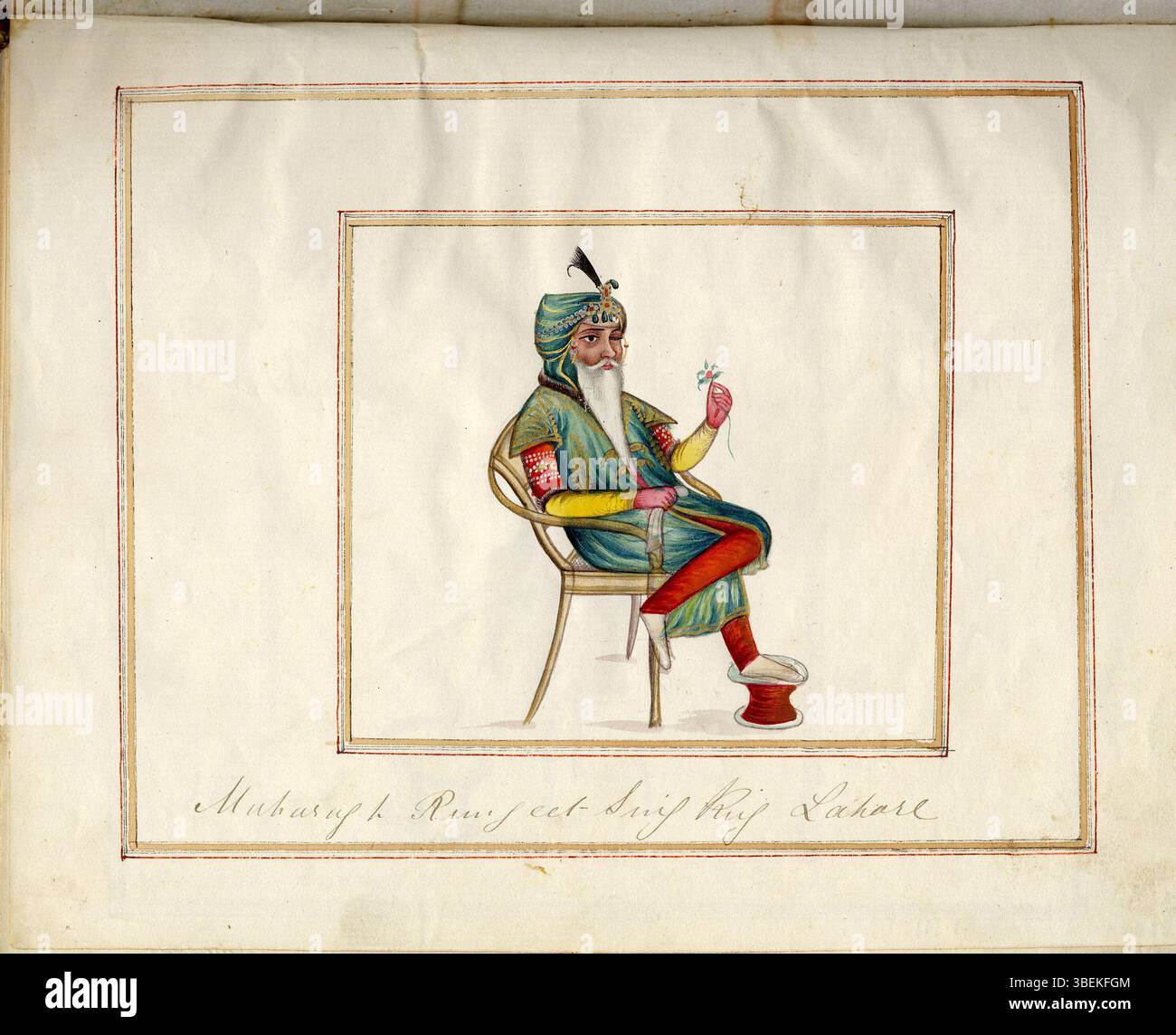 This 19th-century watercolor painting depicts Maharaja Ranjit Singh ...