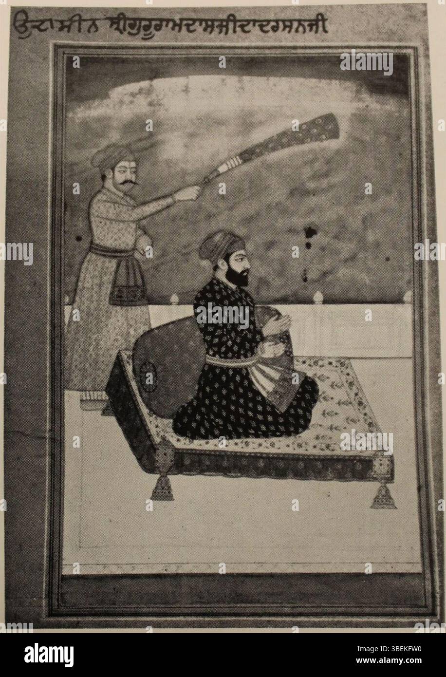A miniature painting of Guru Ram Das, created around 1685, is part of ...