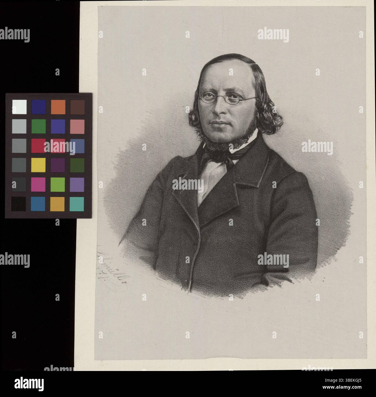 This circa 1871 lithograph mounted on cardboard features Karl Achilles ...