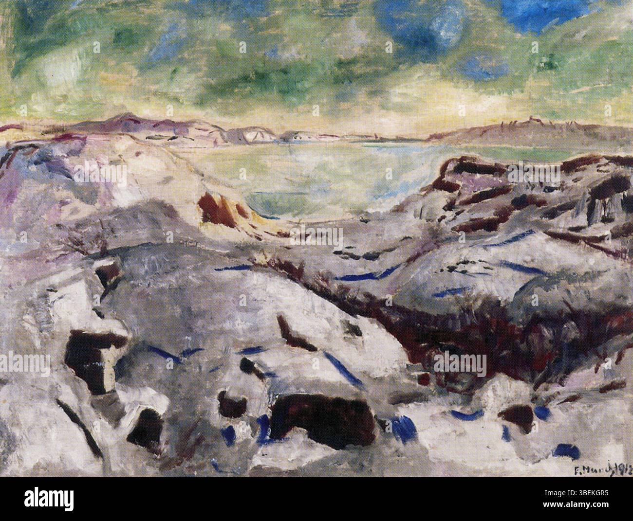 *Snow Landscape from Kragerø* (1912) by Edvard Munch is a stark ...