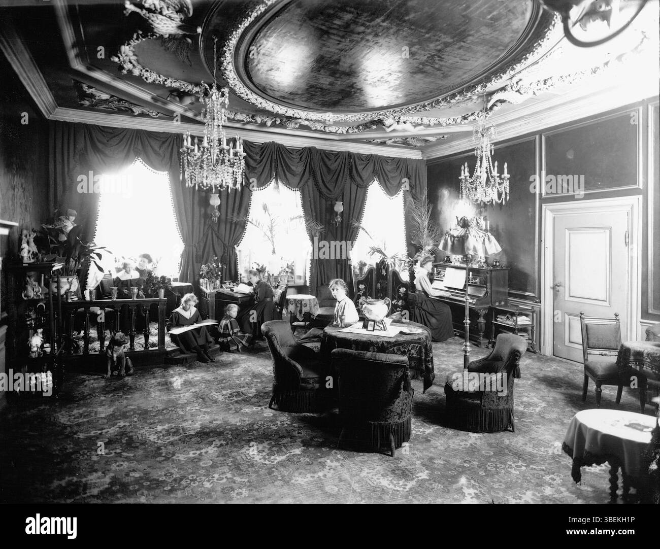 A photograph by Peter Elfelt from 1909 showing the living room of Johan ...