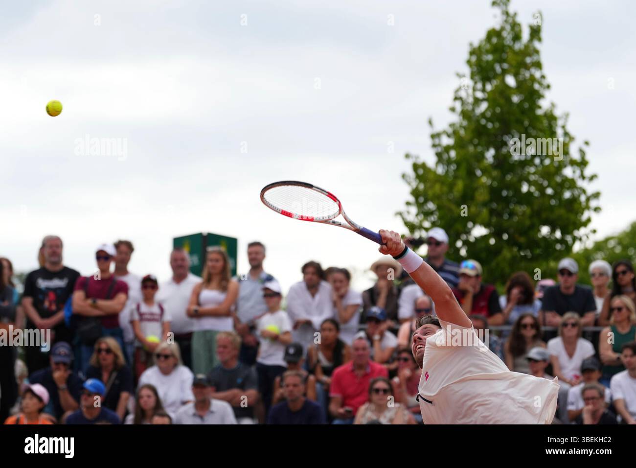 Britain's Cameron Norrie serves the ball to Argentina's Federico Gomez ...