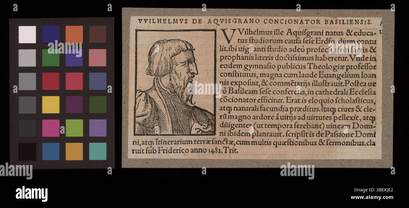 This woodcut from 1482 depicts Wilhelmus de Aquisgrano, a preacher from ...