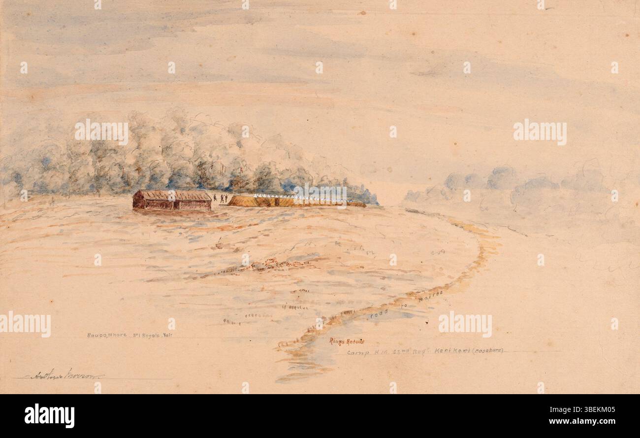 This watercolor painting by Arthur Morrow, created around 1863, shows ...