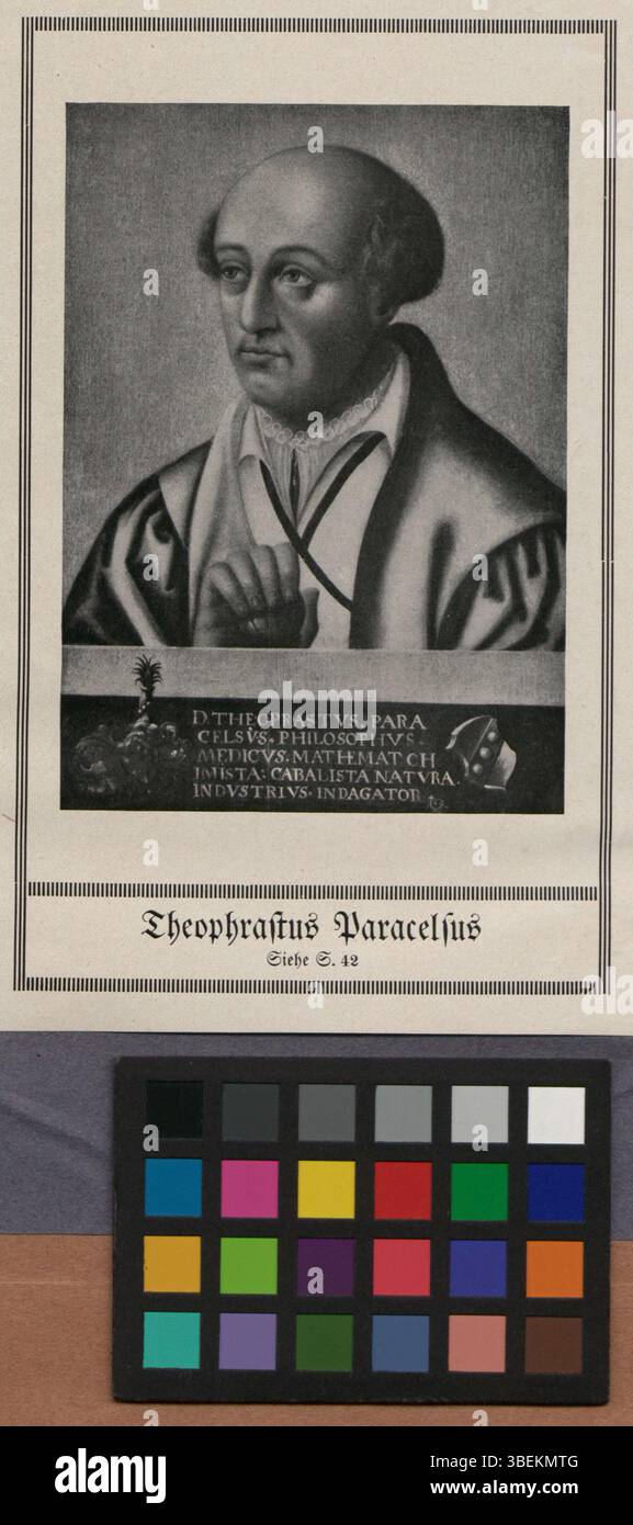 This black-and-white photograph features a portrait of Theophrastus ...