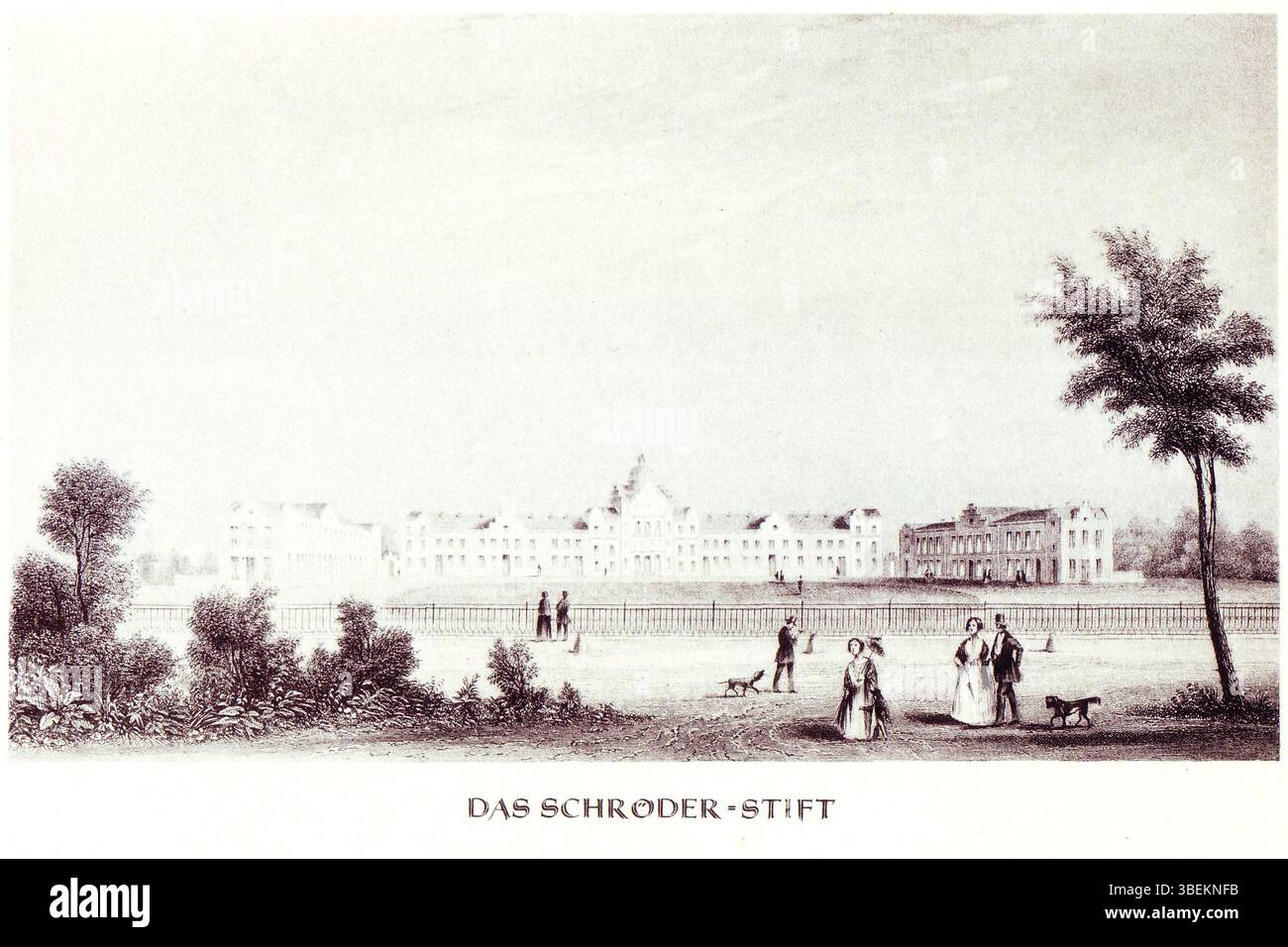 This 1850 drawing by B. S. Berendsohn depicts the Schröder-Stift, a ...