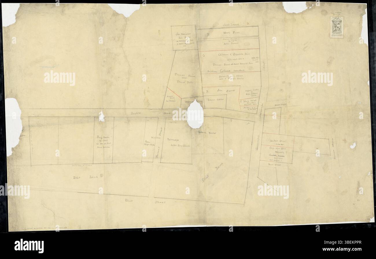 A 1890-1895 plan of the lots in Boston’s Chinatown, covering the area ...