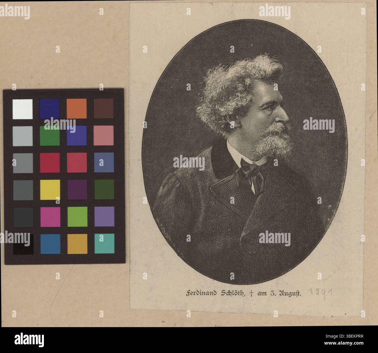 This reproduction of a copper engraving depicts Ferdinand Schlöth ...