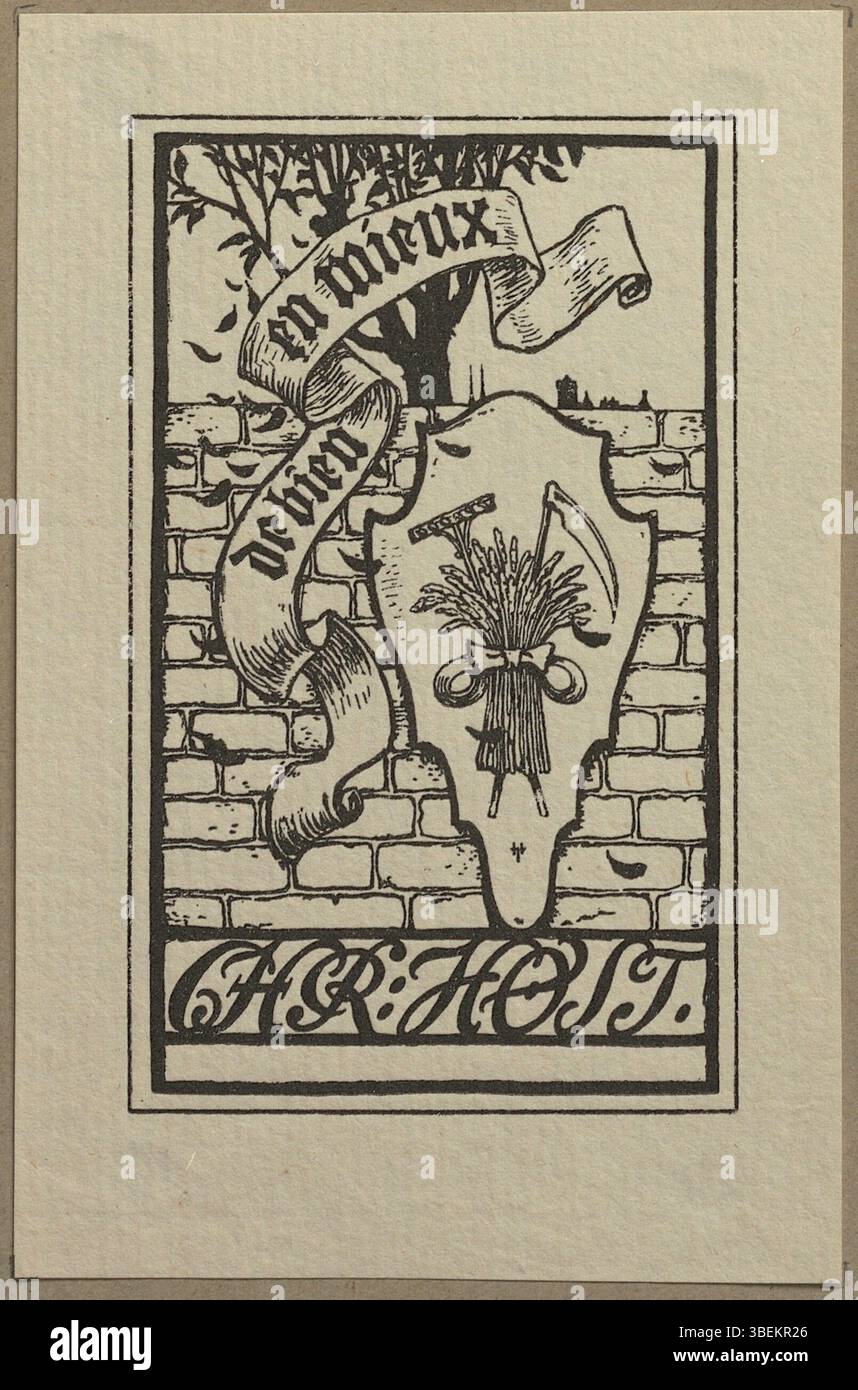 Ex libris designed for Christian Høst by Hans Tegner in 1890, marking ...
