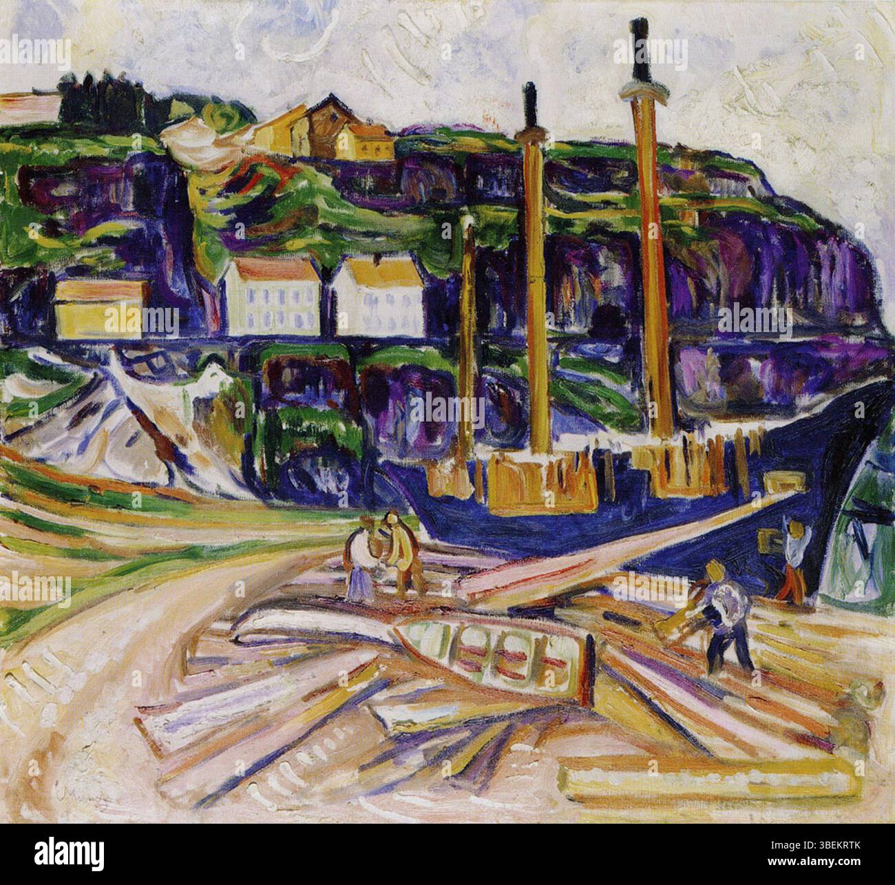 'Ship being Scrapped', painted by Edvard Munch in 1911, depicts a ship ...
