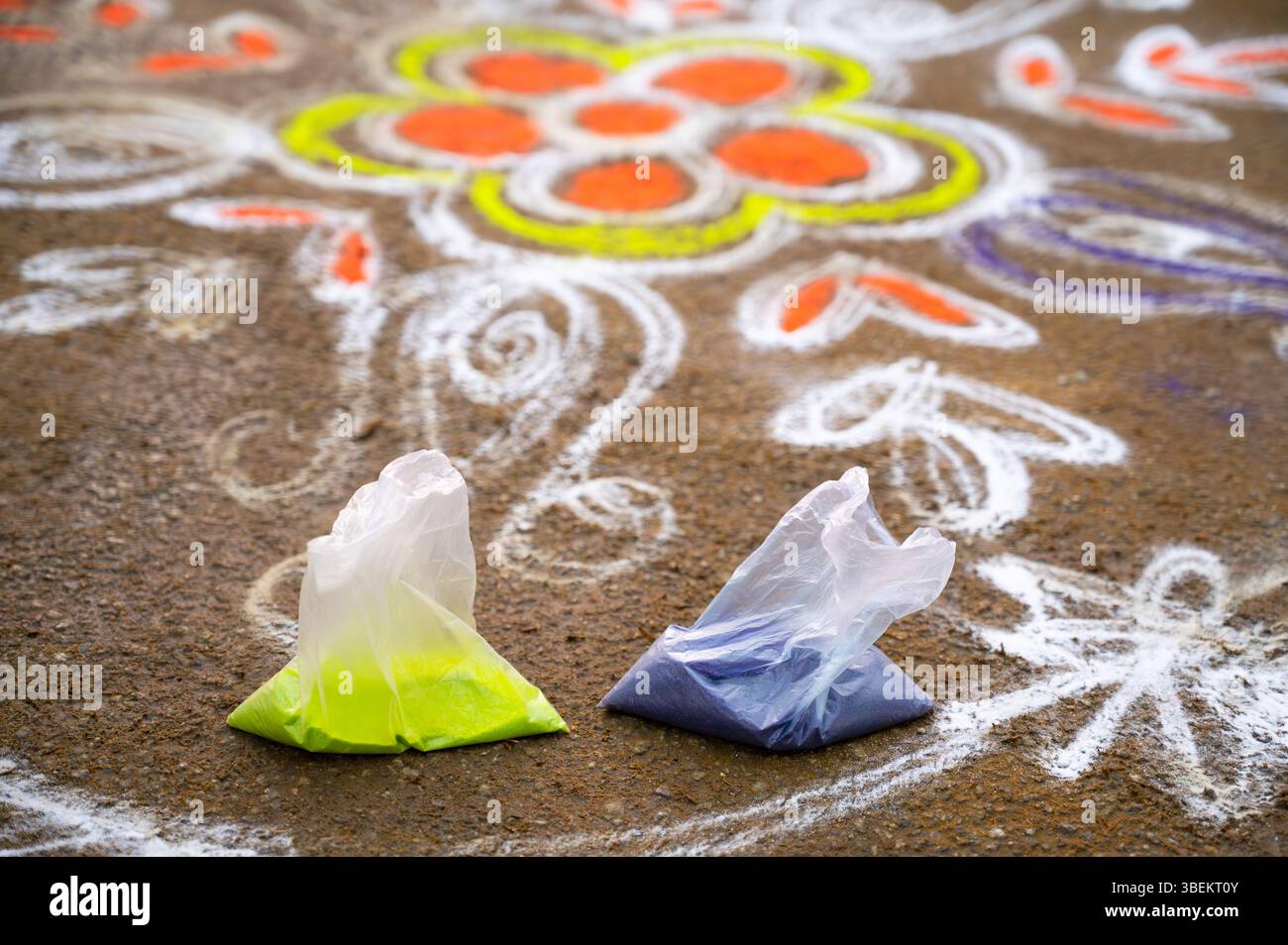 Kolam, Colorful Sandpainting With Rice Powder Drawn By Women And Girls ...