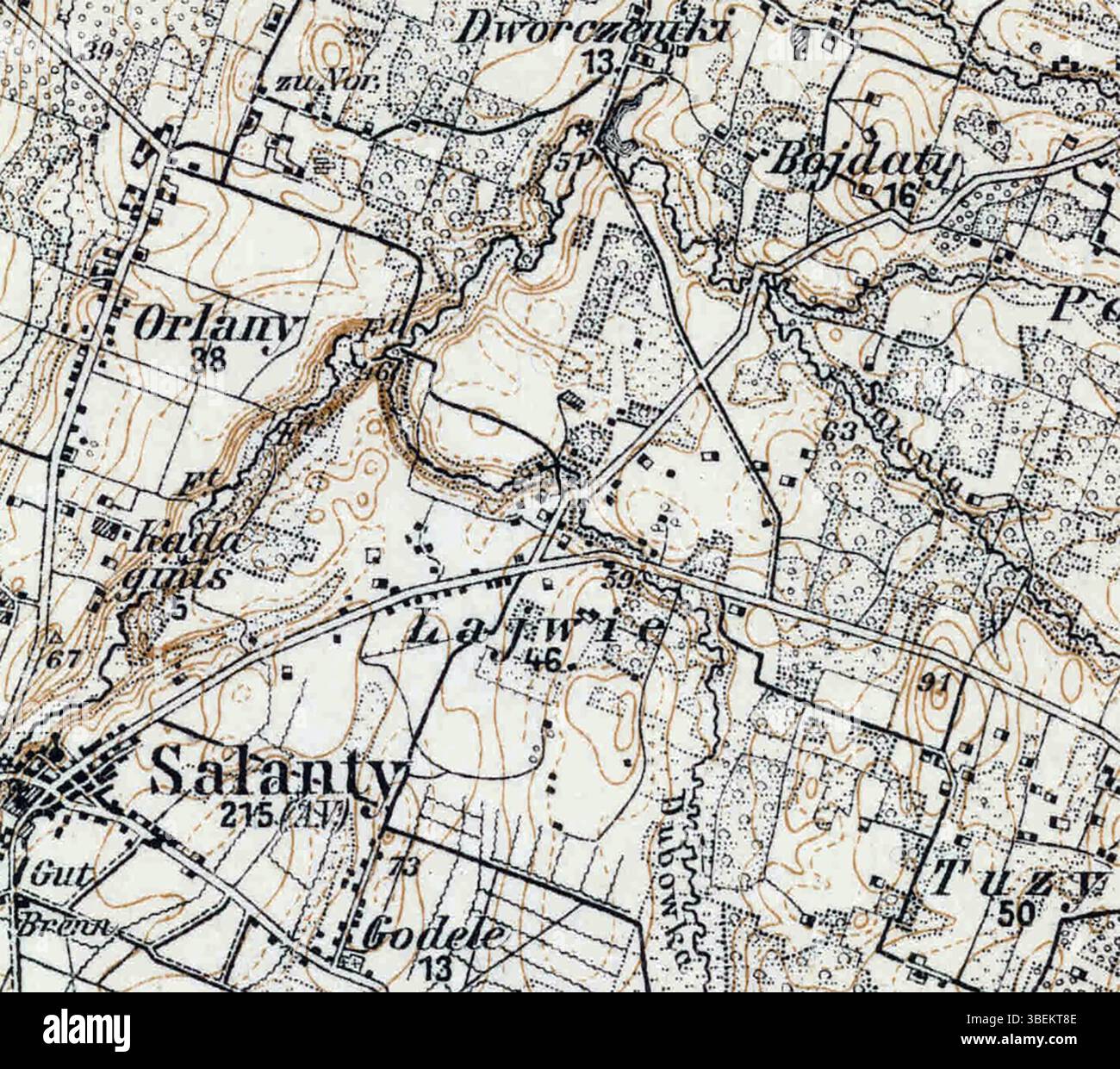 This map from 1915 shows the village of Laiviai, Lithuania, at the time ...