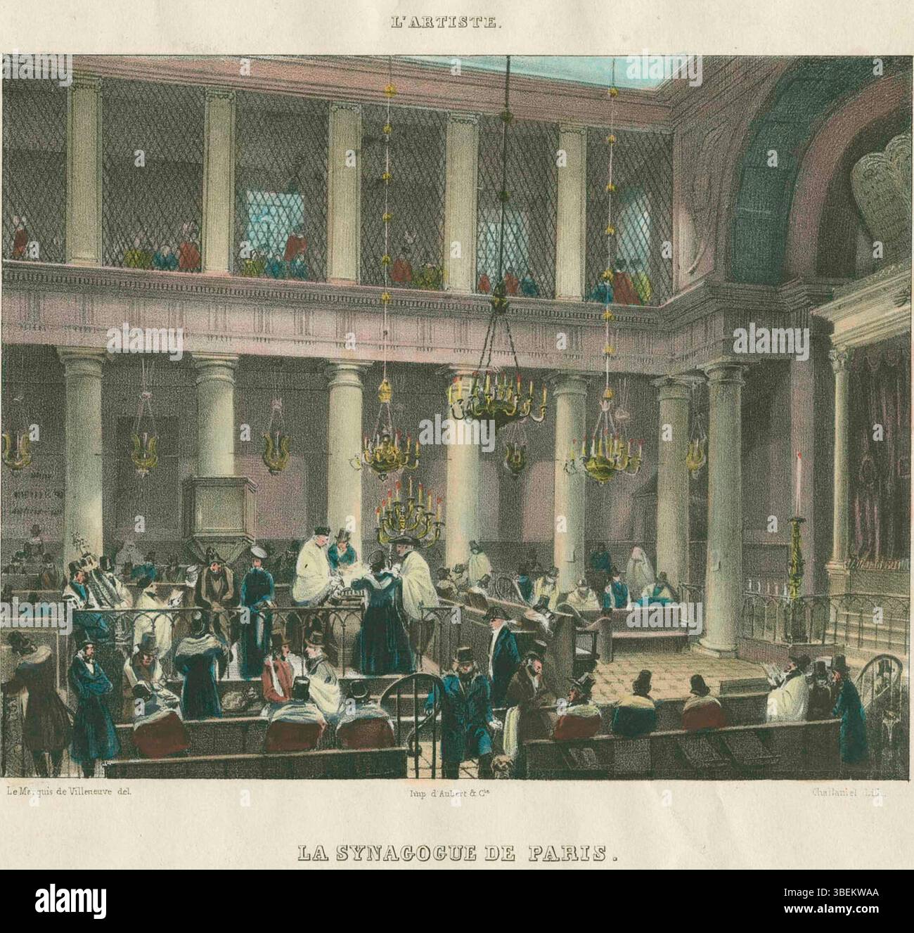 This hand-colored lithograph by Pierre Joseph Challamel, dated 1839 ...