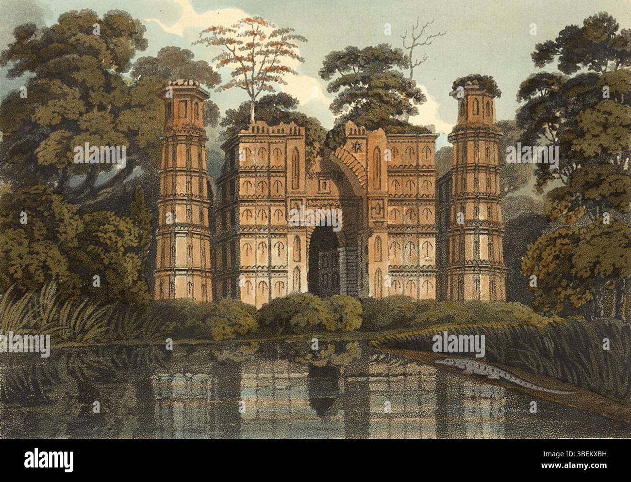 Aquatint by Henry Gordon Creighton depicting the Dakhil Gate, also ...