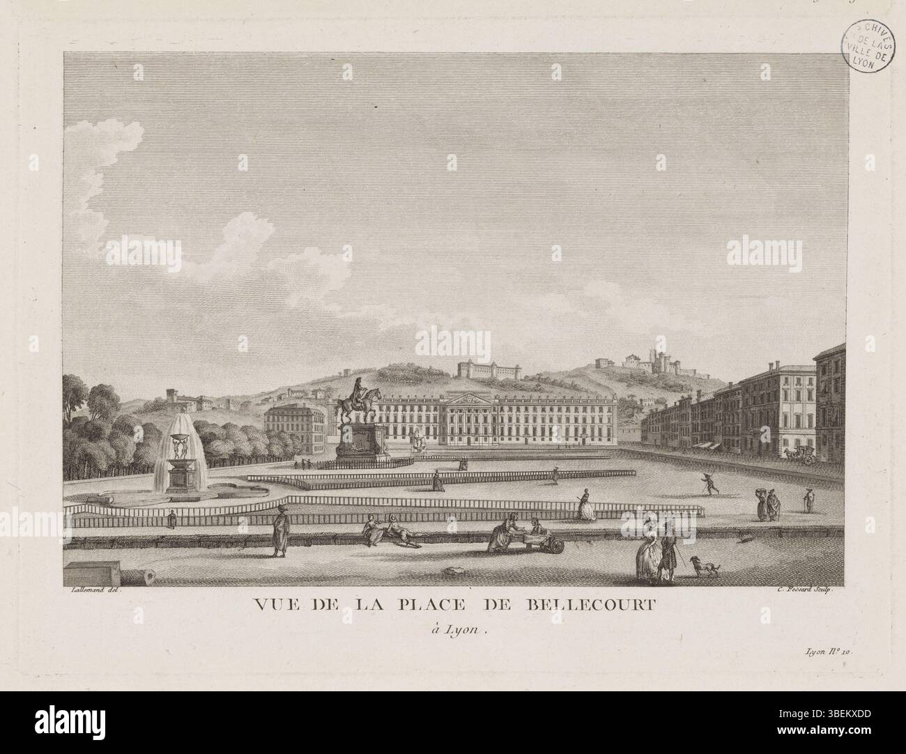 This 1786 engraving by Claude-Mathieu Fessard shows the Place Bellecour ...