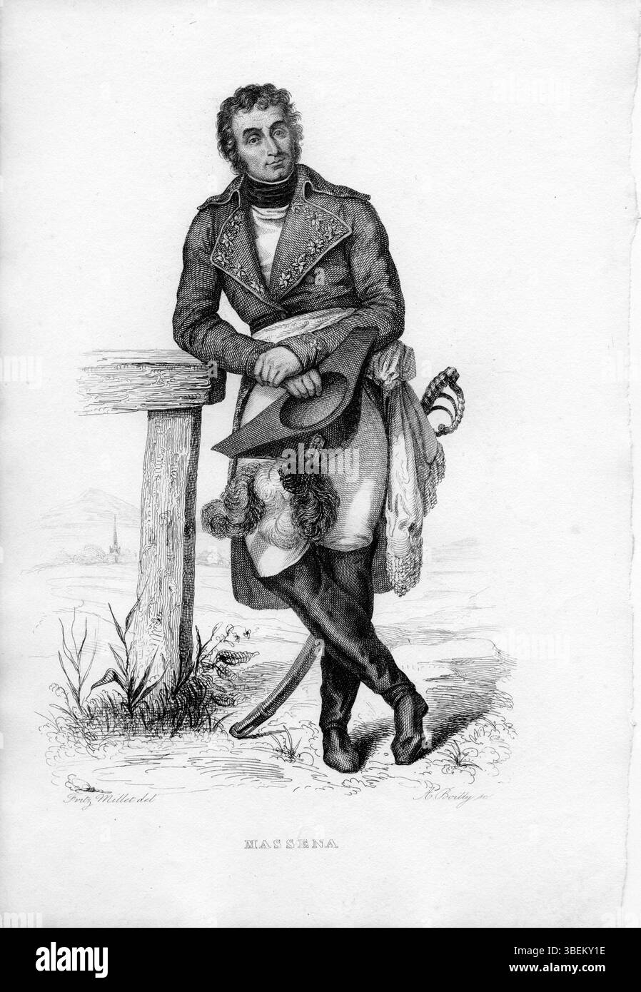 Engraved portrait of André Masséna based on a work by Fritz Millet ...