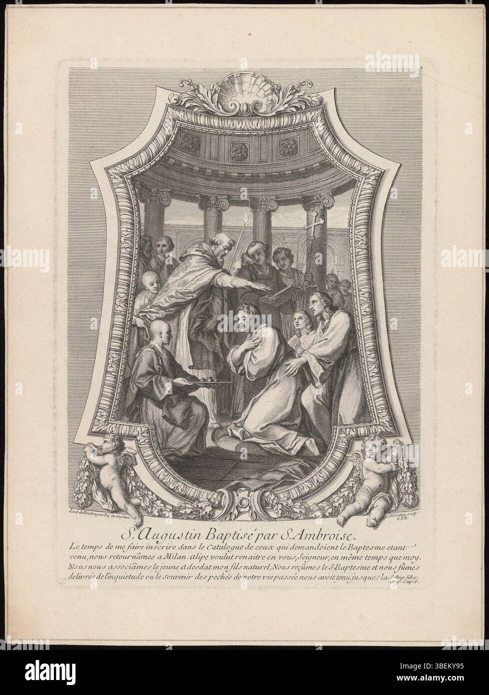'S. Augustin baptisé par S. Ambroise', an 18th-century engraving by ...