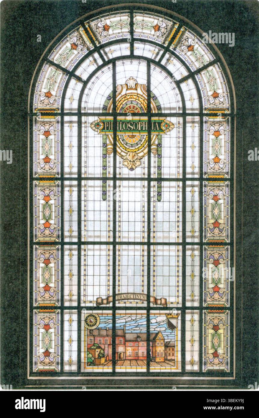 This stained glass window, created by Miksa Róth in 1938, depicts the ...