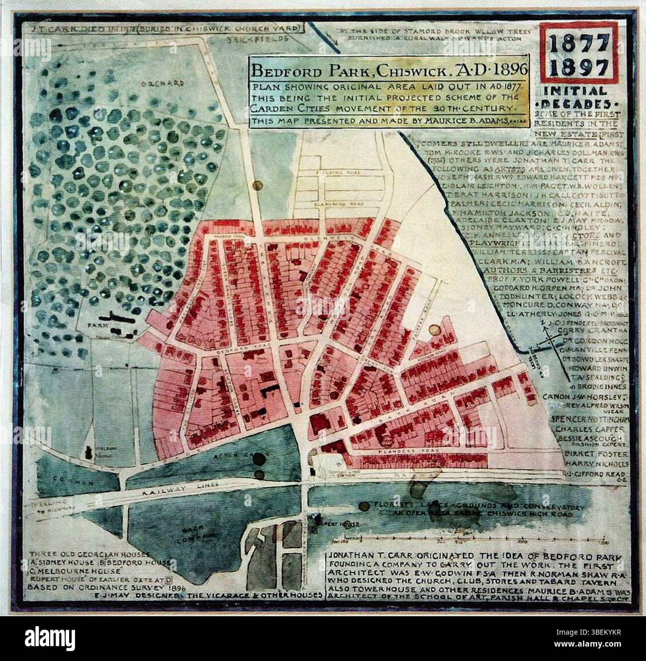 Map of Bedford Park garden suburb in Chiswick created by architect ...