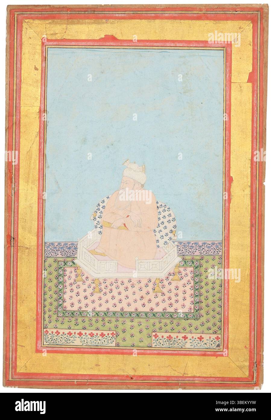 A seated portrait of Nizamuddin Auliya, an important Sufi saint of the ...