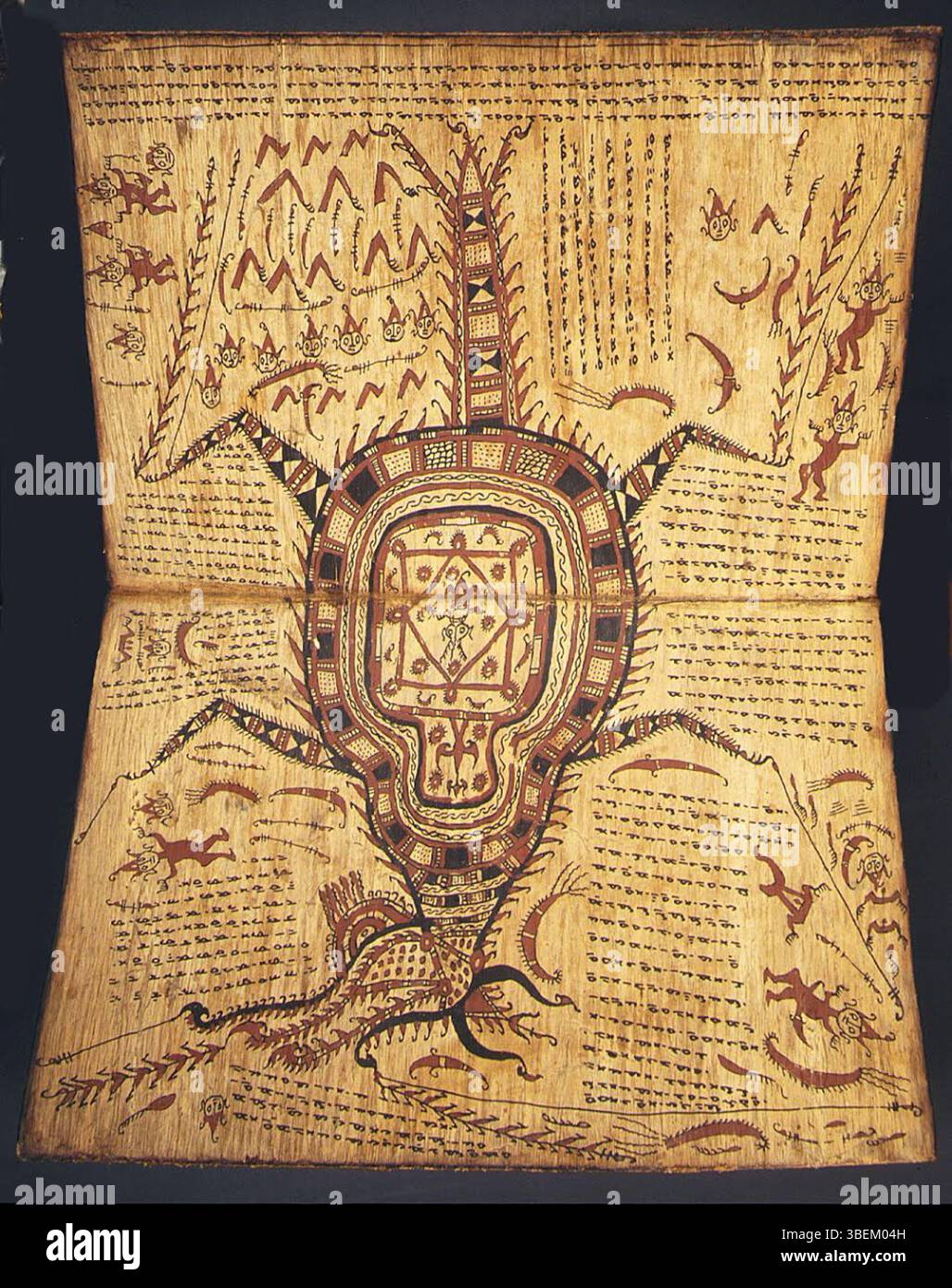 This 1852 image presents the interior of a great pustaha, a traditional ...