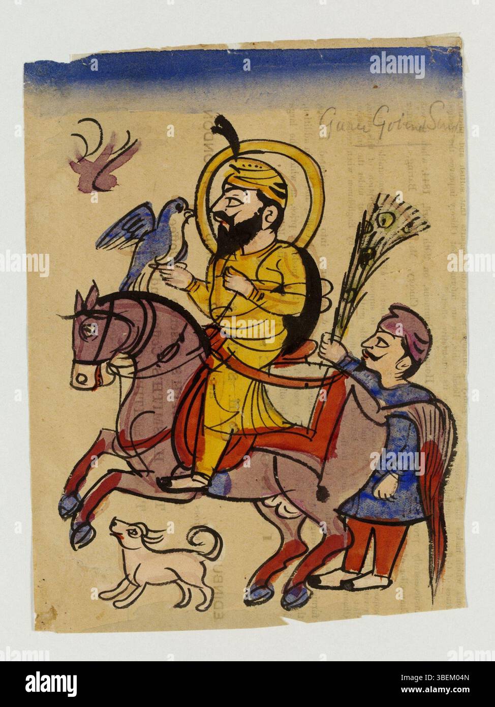 This 19th-century painting depicts Guru Gobind Singh, the tenth Sikh ...