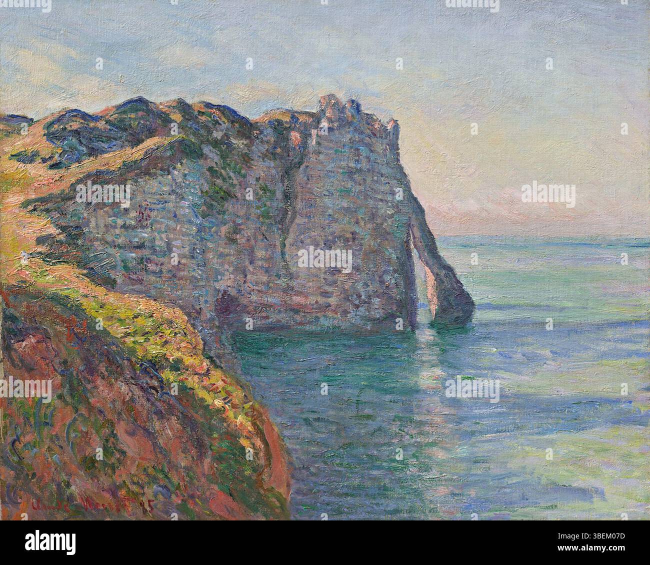 This image features a portrait of Claude Monet, a leading French ...