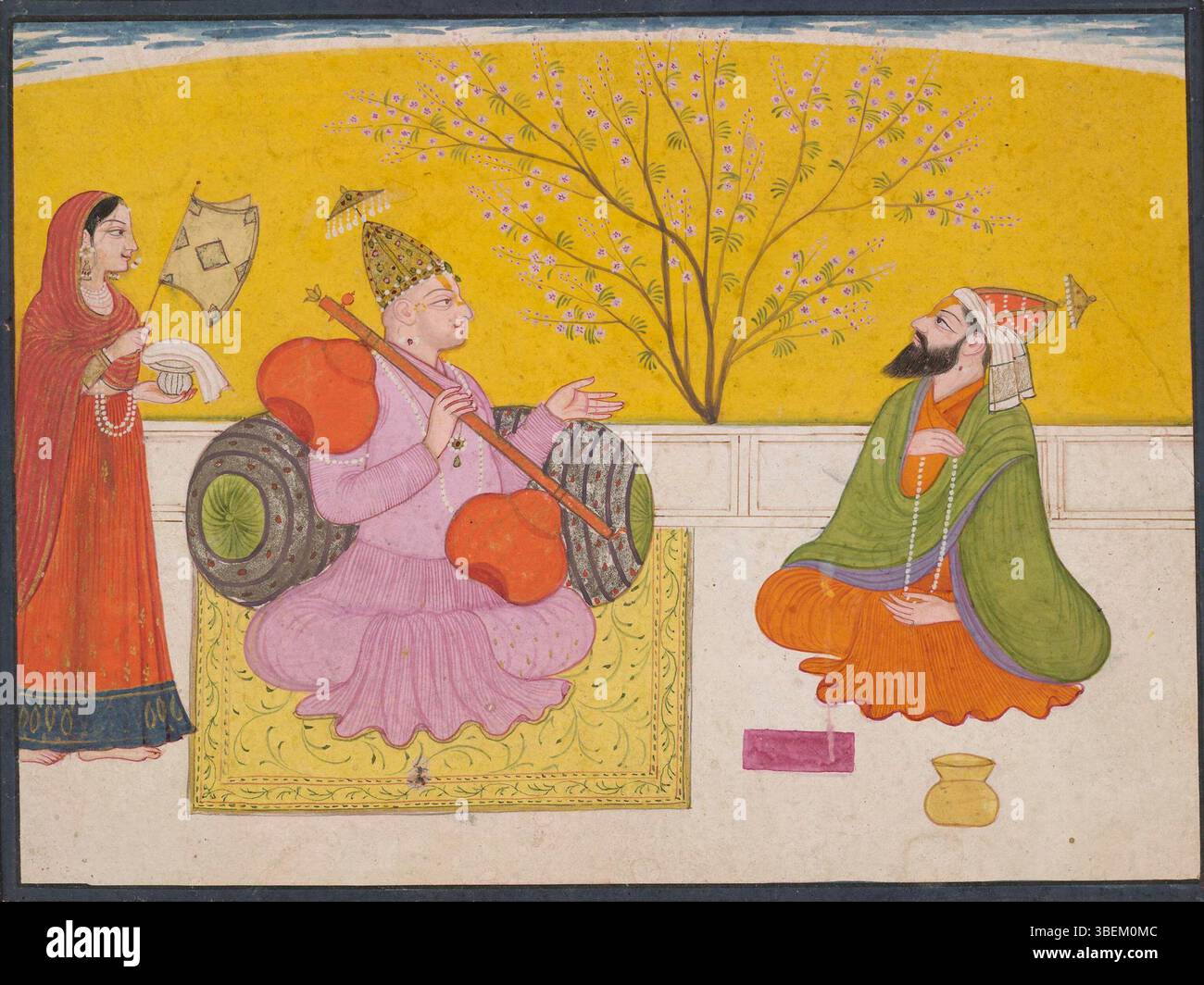 This Pahari painting from around 1790 portrays Guru Bhagwanji and his ...