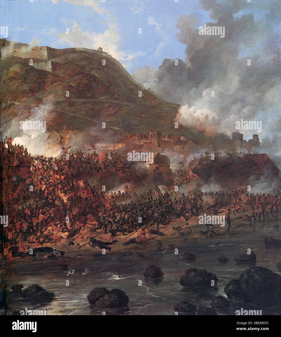 Scene of the 1813 storming of San Sebastian's right flank, painted by ...