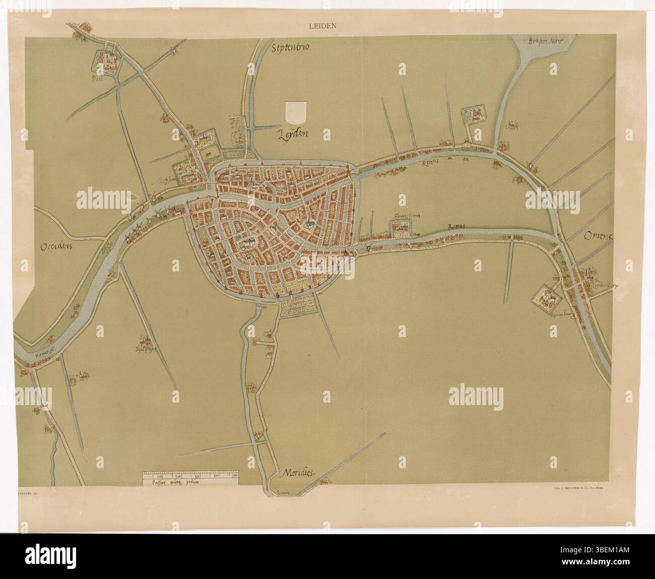 Jacob van Deventer’s map of Leiden, created circa 1545, is a detailed ...