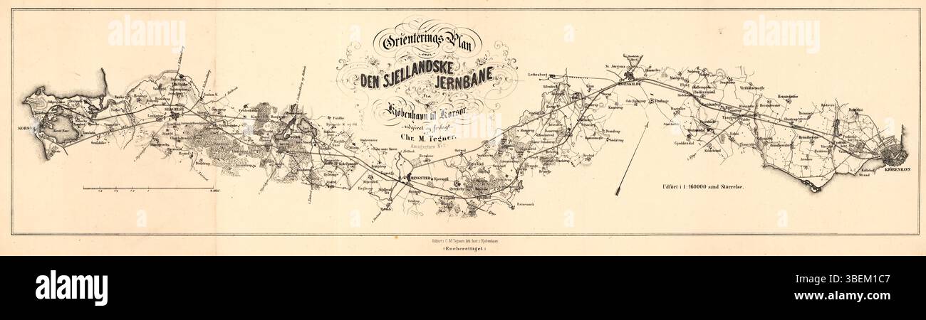 This 19th-century map, titled *Orienterings Plan*, shows the railway ...