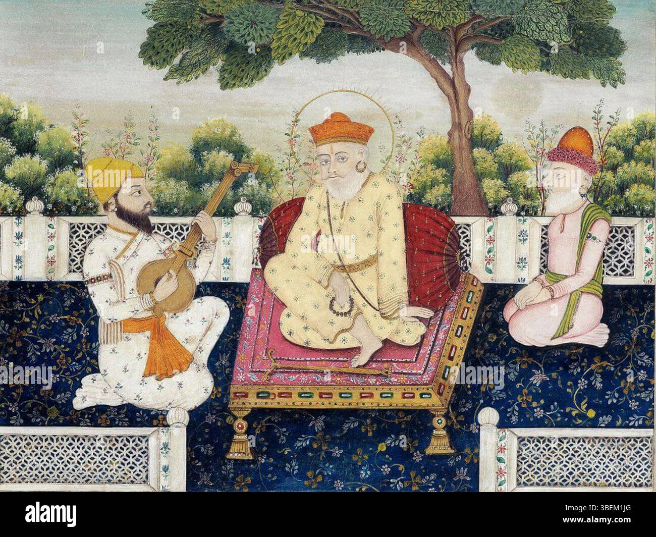 This early 19th-century painting from Punjab depicts Guru Nanak, the ...